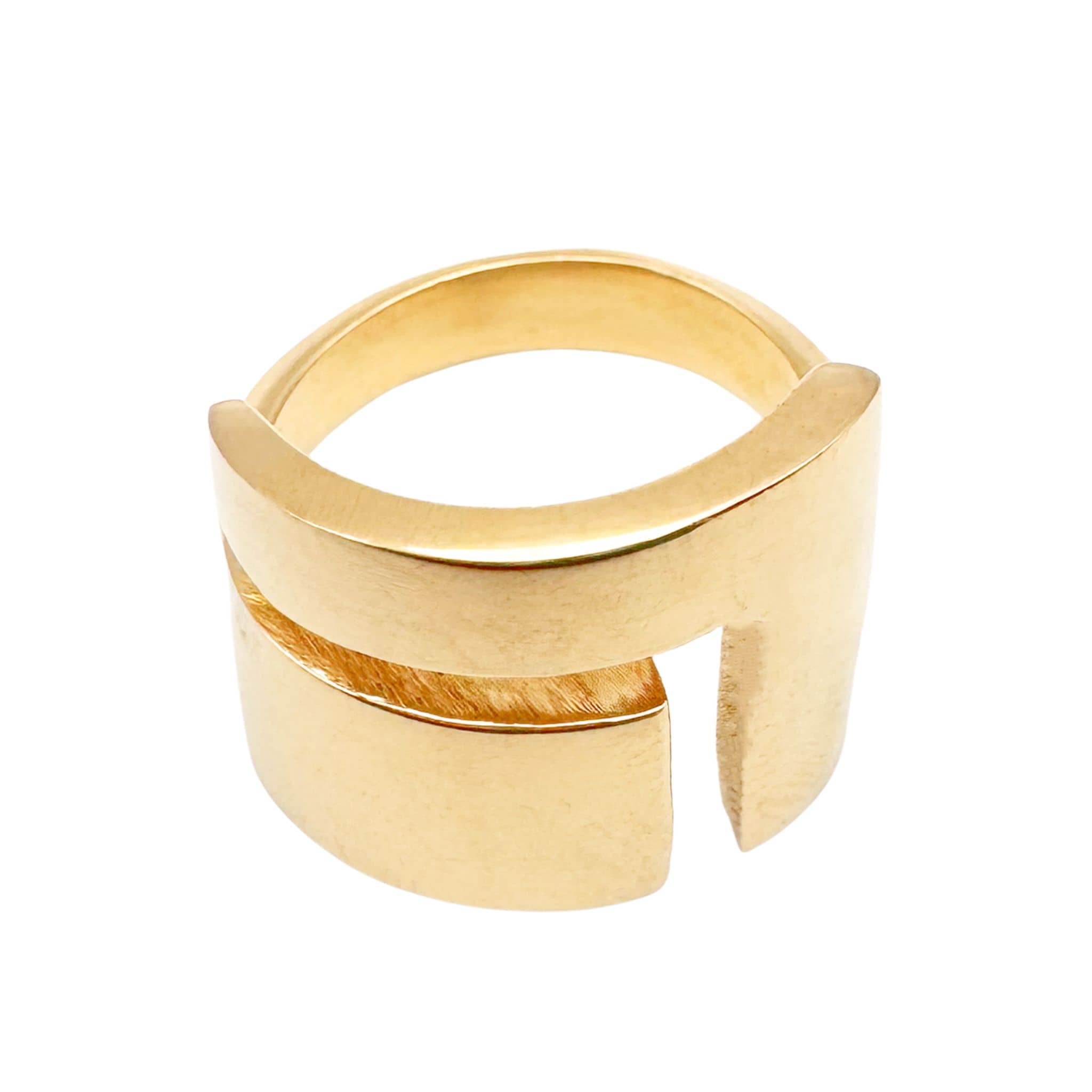 Geometric Open Cuff Band Adjustable Brass Ring | Jinja