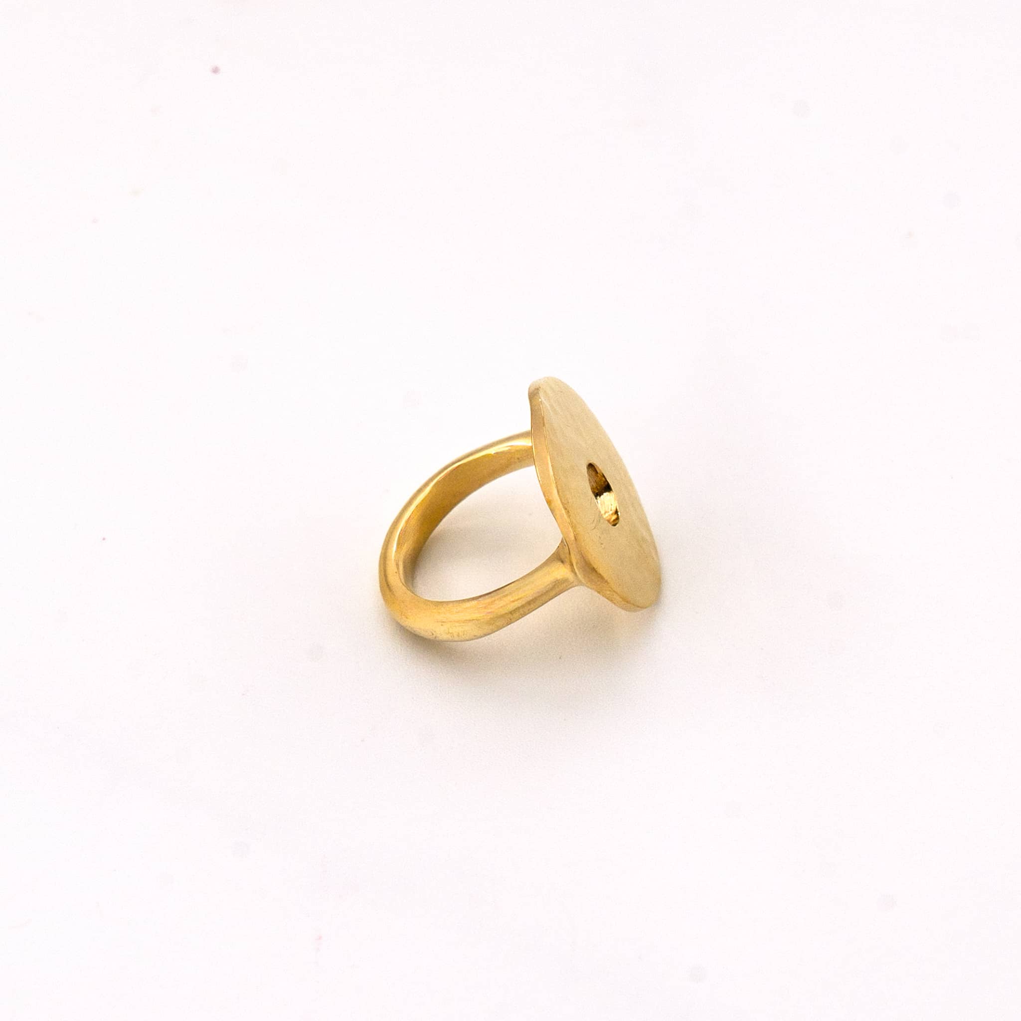 Hammered Cutout Disc Brass Statement Ring | Macho