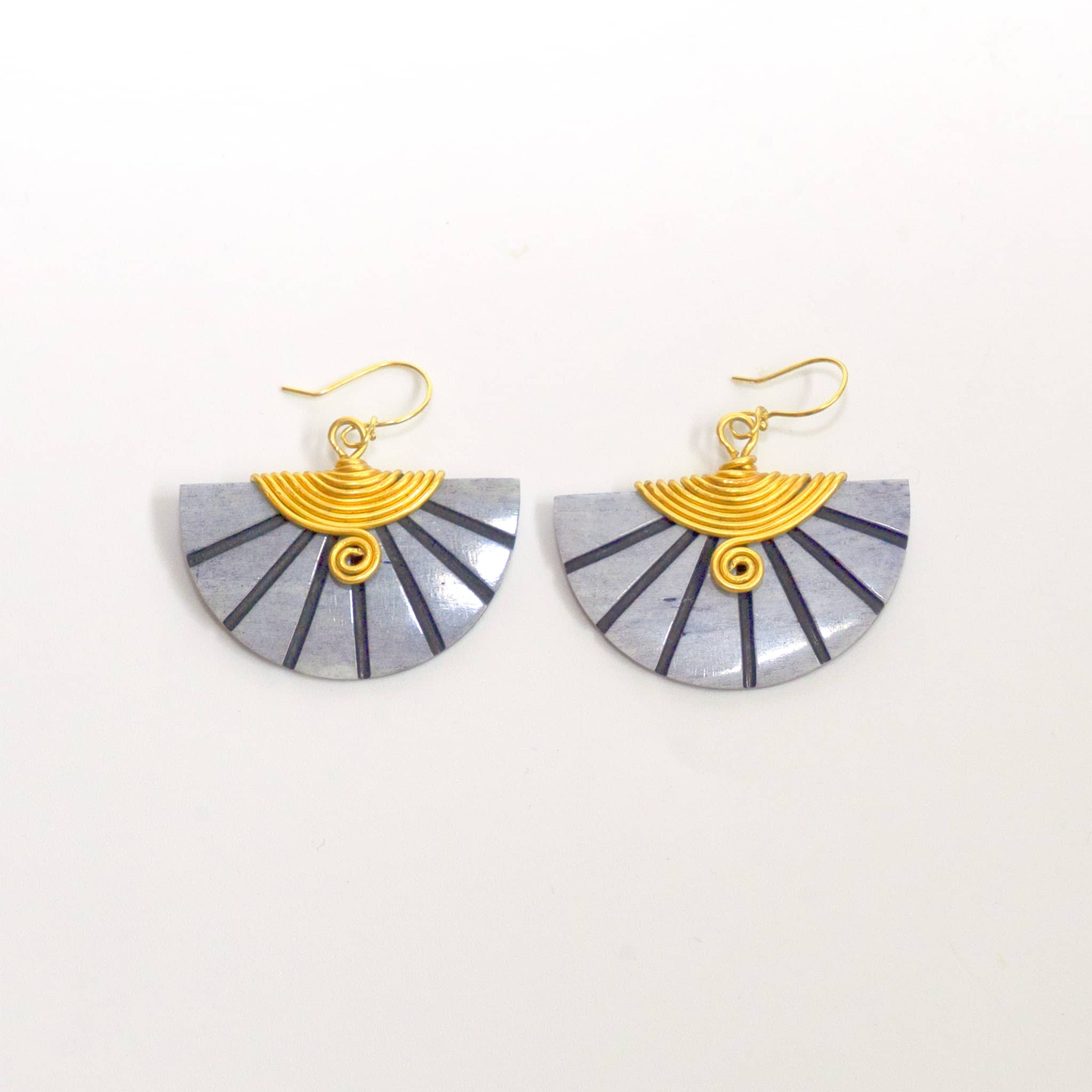 Nusu Half-Moon Earrings | Handmade Brass and Bone Jewelry